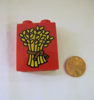 Rare Lego Duplo Red Farm Wheat Grain Feed Crop Farmer Specialty Printed ...