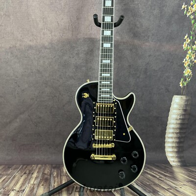 Custom black LP electric guitar H-H-H pickup Gold hardware Fast ...