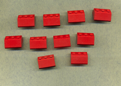 Lego-- 3038 -- 2 x 3-- 45 °-- Dachstein--Schrägstein -- Rot -- 10 Stück ...