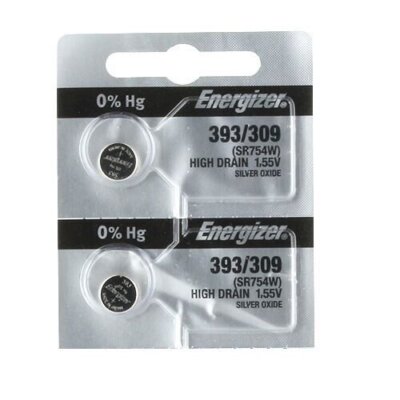 2 Pk Energizer 393 309 SR754 LR754 SR48 LR48 AG5 193 V393 D393 RW28 S15 ...