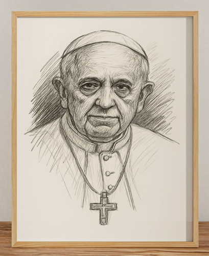 POPE FRANCIS DRAWING PRINT PORTRAIT SKETCH 8" x 10" POPE FRANCIS WALL ...