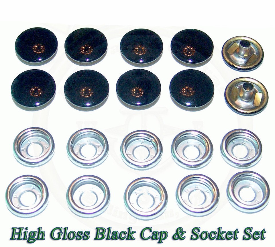 Stainless Steel Snap Fasteners, Black Enamel Finish Cap & Socket Only ...