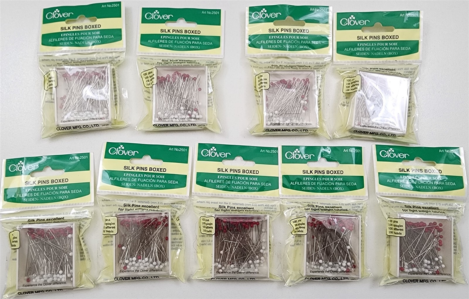 Lot of 9 Clover #2501 Thin Silk Pins Boxed - 100 pins per Pack | eBay