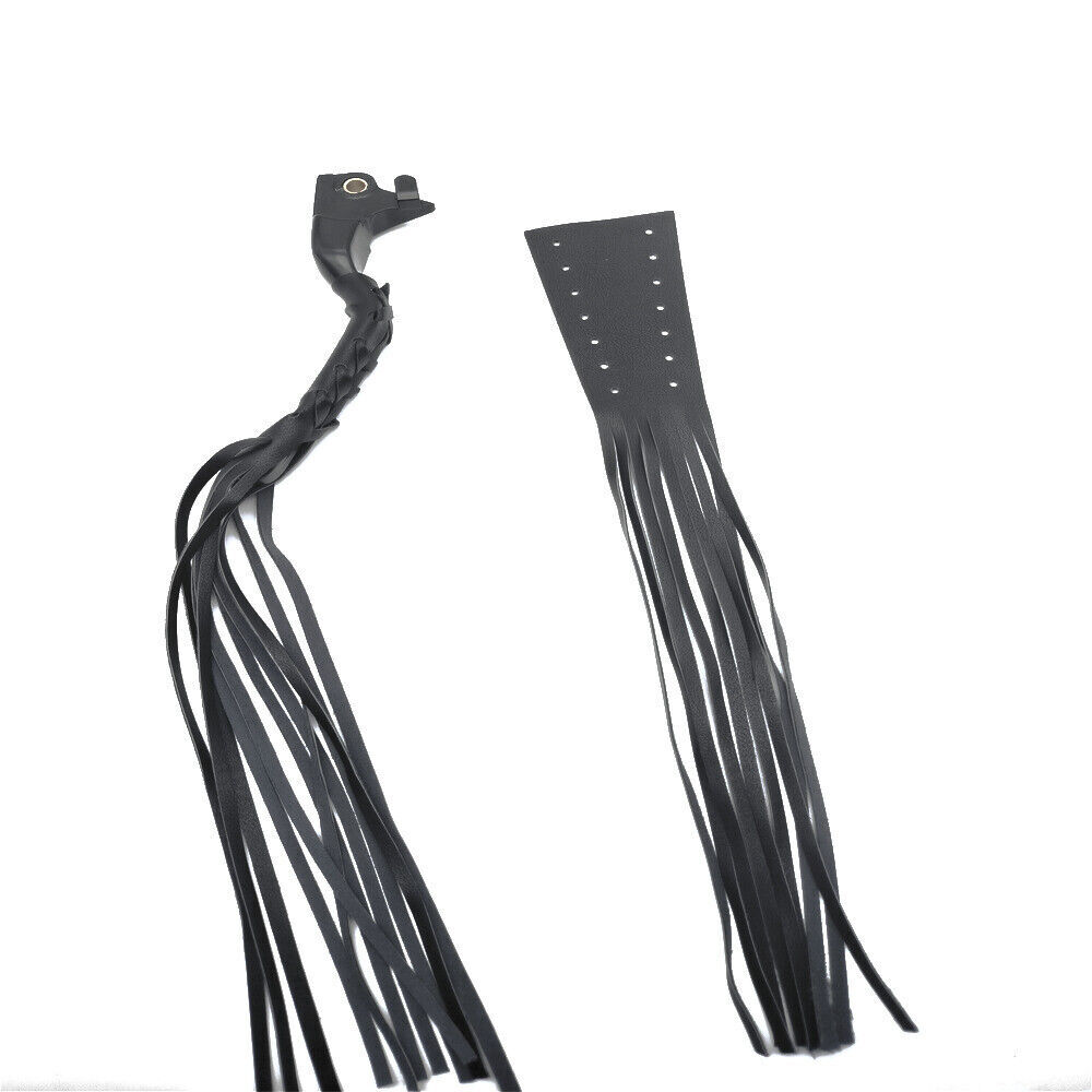 Universal PU Leather Motorcycle Handle Bar Tassels Fringe Grip Cover ...