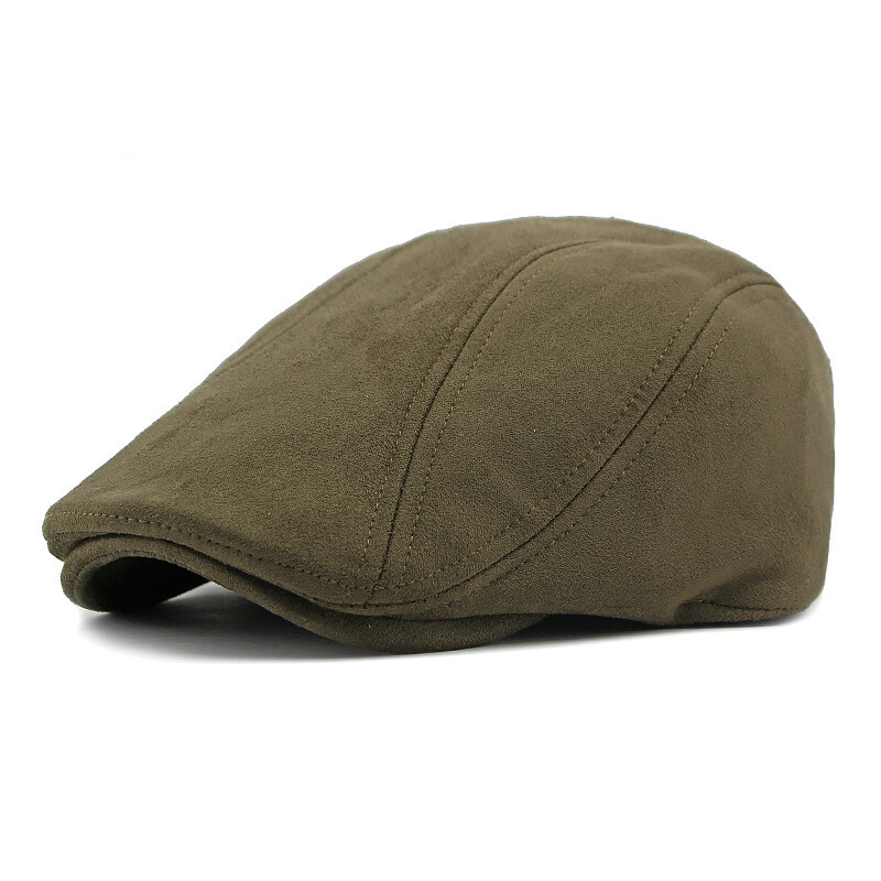 Men Retro Suede Newsboy Cap Casual Flat Painter Beret Cabbie Driving ...