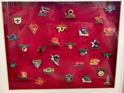 Vintage NFL Logo Helmet Pins - lot of 29 pins including superbowl XX in ...