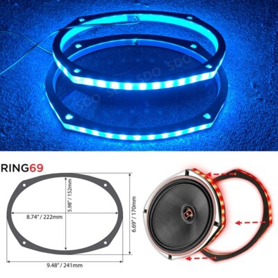 2pcs 6x9'' RGB LED Speaker Ring Lights For Car's Loudspeaker Lighting ...