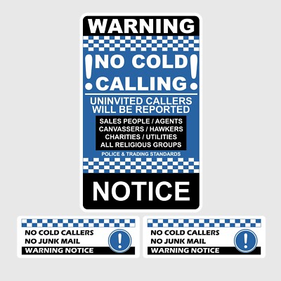 Warning No Cold Calling Sales People Police Notice Sticker Letterbox ...