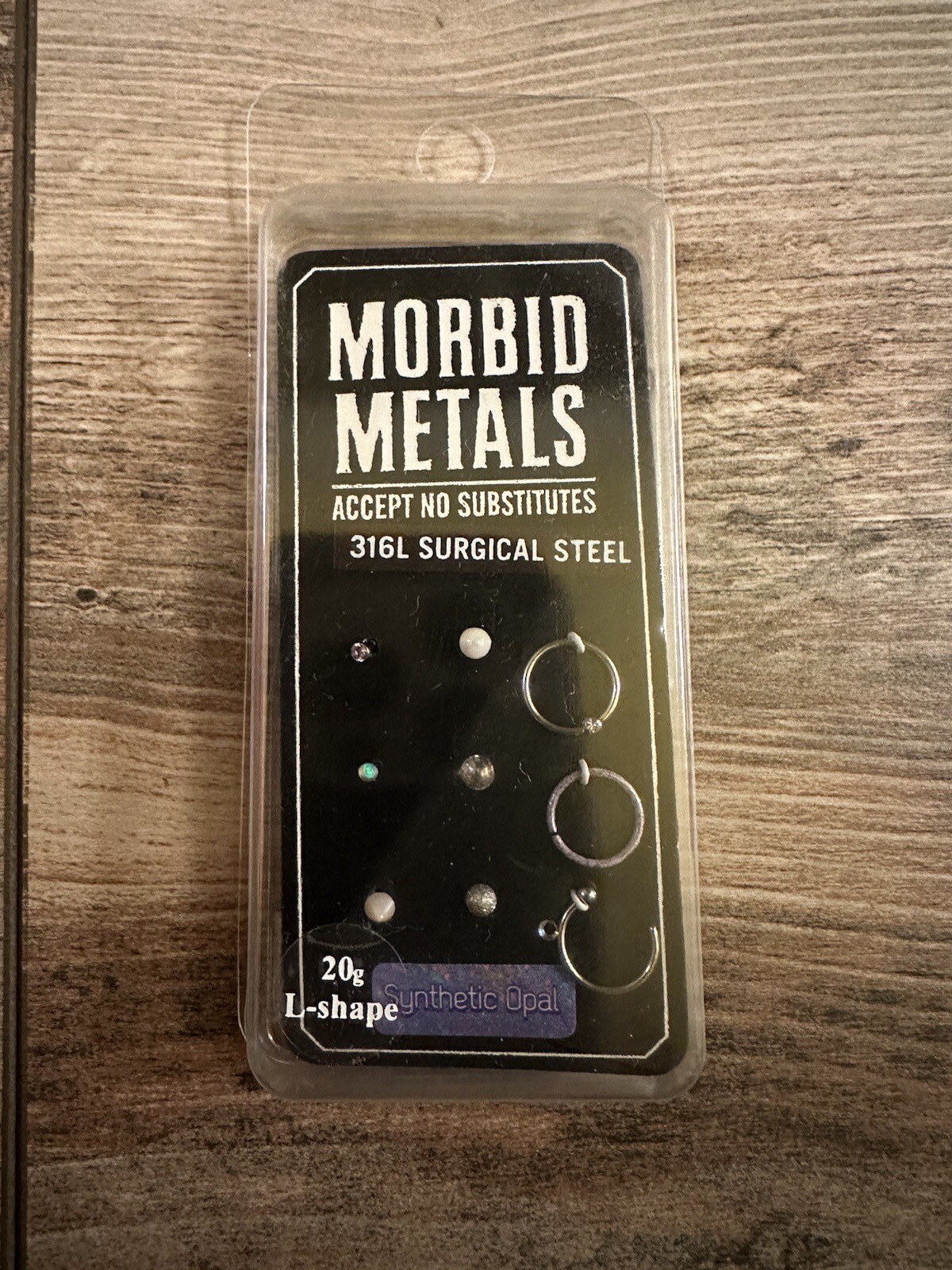 MORBID METALS NOSE L SHAPE 20G SYNTHETIC OPAL 9 PACK NEW OFFICIAL ...