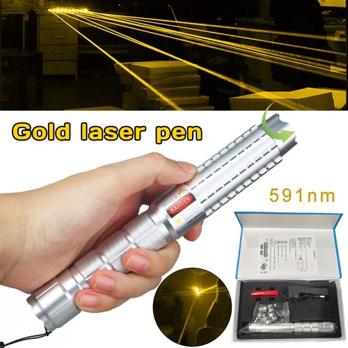 8000M 591nm Golden Yellow Laser Pointer Pen 5Caps High Power Wicked ...
