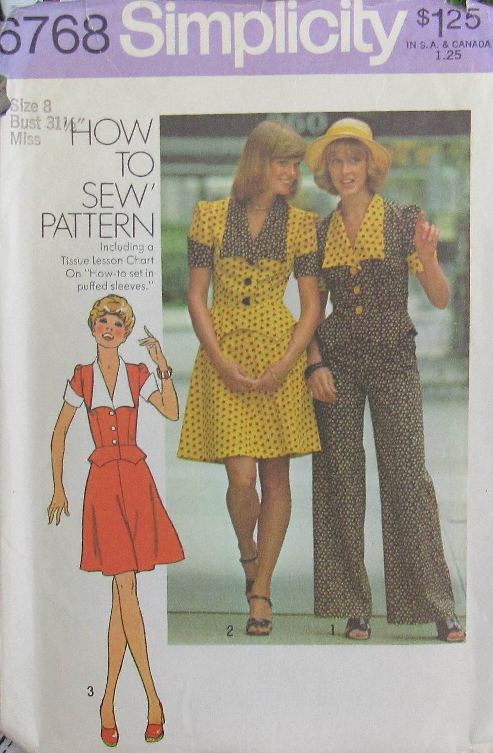 Vintage 70s Simplicity 6768 Retro Boho Pant Suit Skirt Top Misses 8 ...
