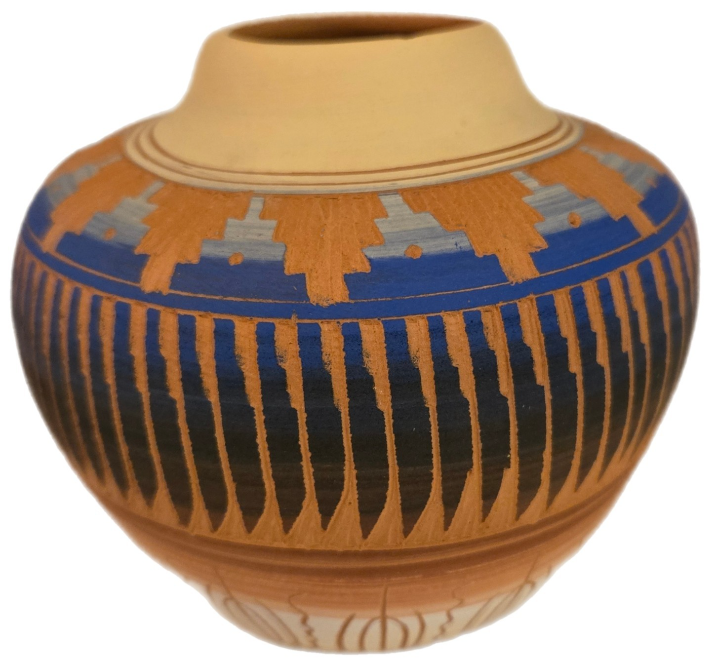 Native American Navajo Etched Pottery Vase Signed C. Sam Dine 4.25 x 13 ...