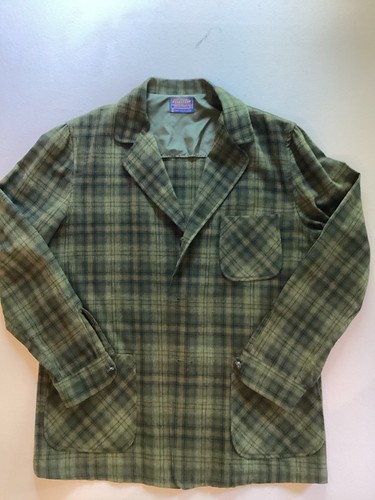 VTG PENDLETON Green Black Plaid 49er 50s 60s Wool Shirt Jacket Mens Size L EUC | eBay