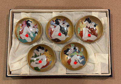 A set of 5 Kutani shunga sake cups with 7.5cm size | eBay