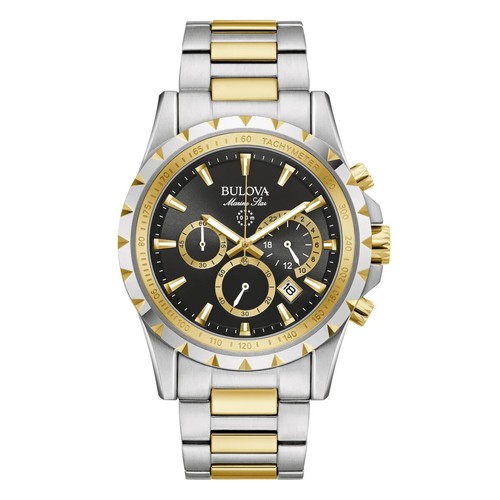 BULOVA Two-Tone MARINE STAR Stainless Chronograph Men's Watch- 98B433 ...