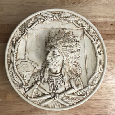 VTG 80's Murdo SD Native American Indian Chief Plate 3D Raised Wall ...