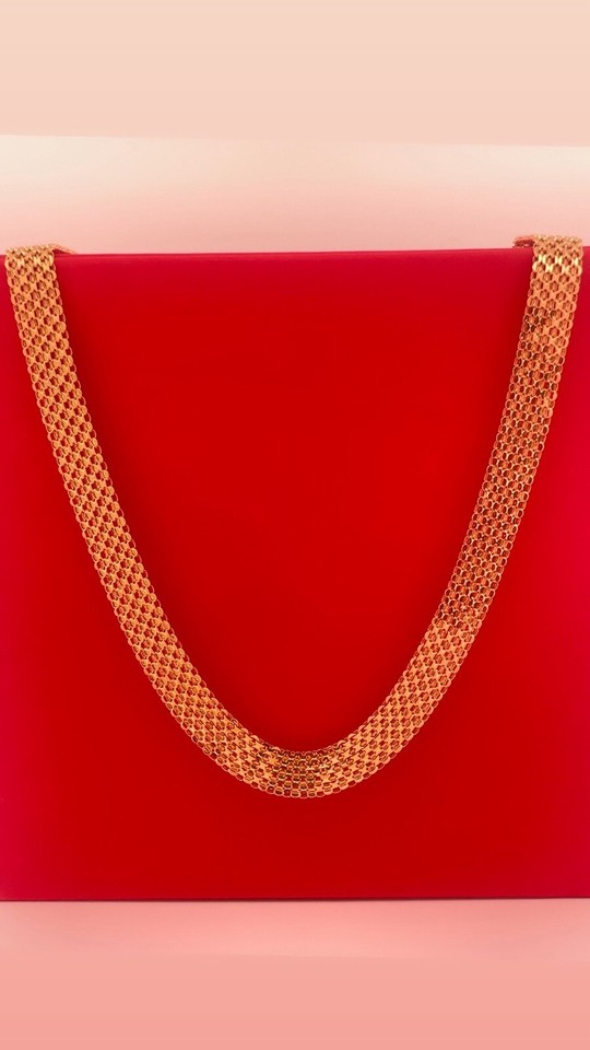 14k Yellow Gold Bismark Chain Choker Necklace - Gold Bismarck Chain 7mm ...