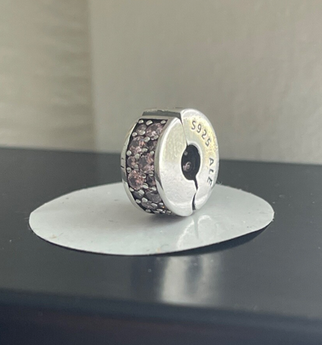 PANDORA charms S925 pink PAVE CLIP CHARM | eBay