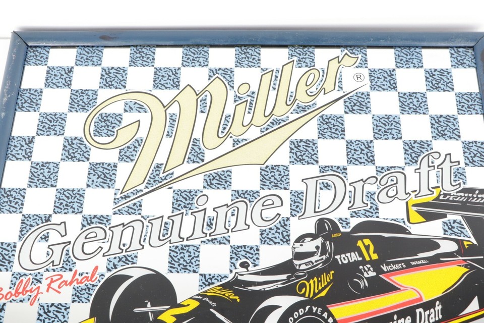 Vtg 90s Miller Brewing Genuine Draft Indy Car Racing Mirrored Wall Sign ...