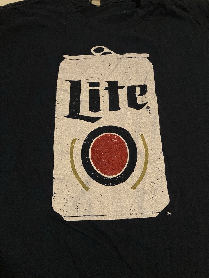 Miller Lite Men's T-Shirt Dark Blue Short Sleeve Size Medium Beer Logo ...