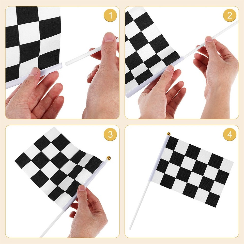 10 Pcs Race Flags Checkered Flags on Sticks Racing Flag for Car Race ...