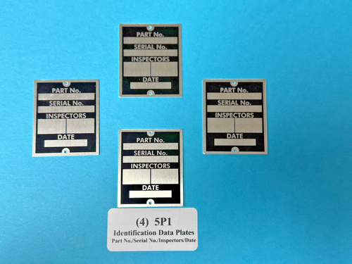 (4) WWII North American Aircraft 5P1 Part Number Data Plates SNJ AT-6 B ...