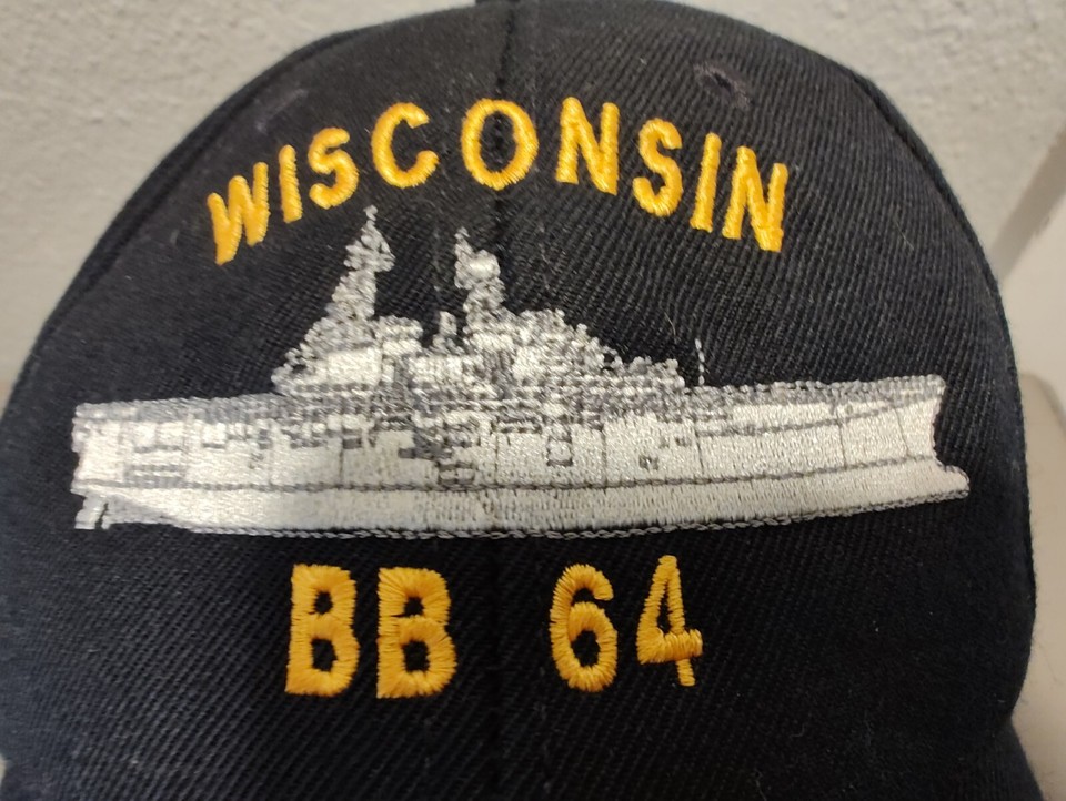 USS WISCONSIN BB- 64 U.S NAVY SHIP HAT U.S MILITARY OFFICIAL BALL CAP U ...