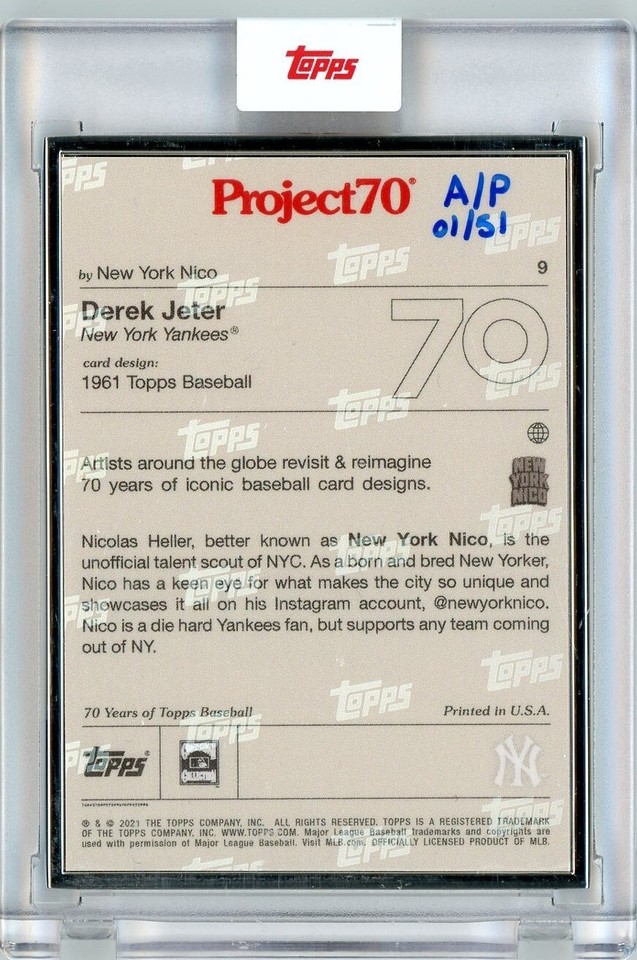 TOPPS PROJECT 70 DEREK JETER BY NEW YORK NICO AP 1/51 SILVER FRAME #9 ...