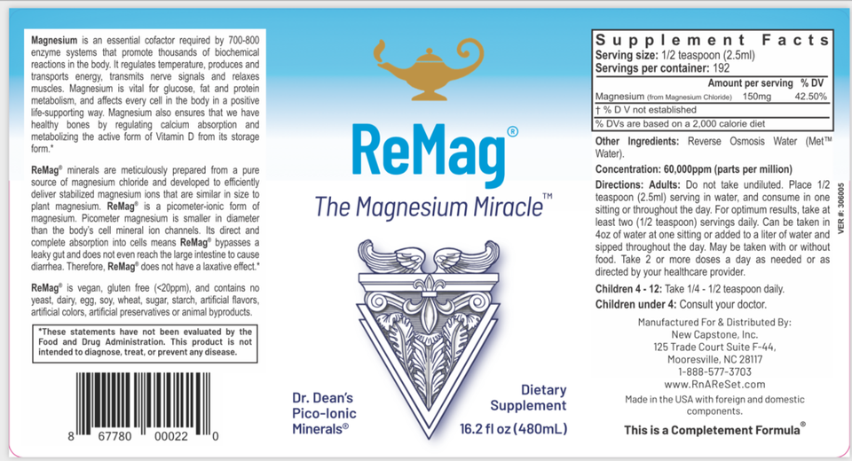 ReMag Magnesium Miracle Pico-Ionic Liquid 16 fl oz -Dr Carolyn Dean | eBay