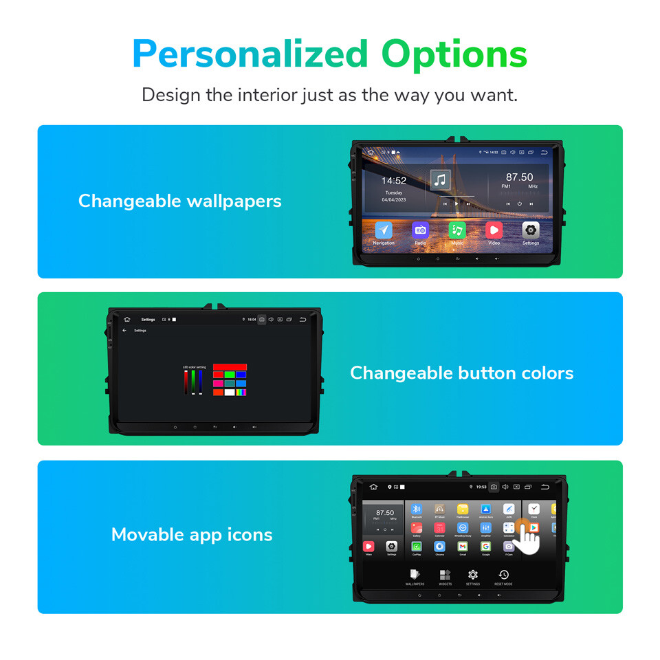 8-Core Android 13 CarPlay Car Stereo Head Unit GPS Nav Radio For VW ...