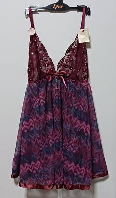 Spree Intimates Burgundy/blue Babydoll & Thong Lingerie Set Women’s ...