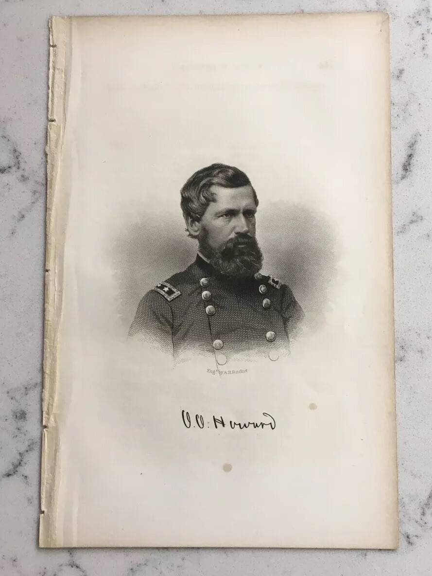 ANTIQUE CIVIL WAR ENGRAVING BOOKPLATE PRINT GENERAL OLIVER OITS OO HOWARD | eBay