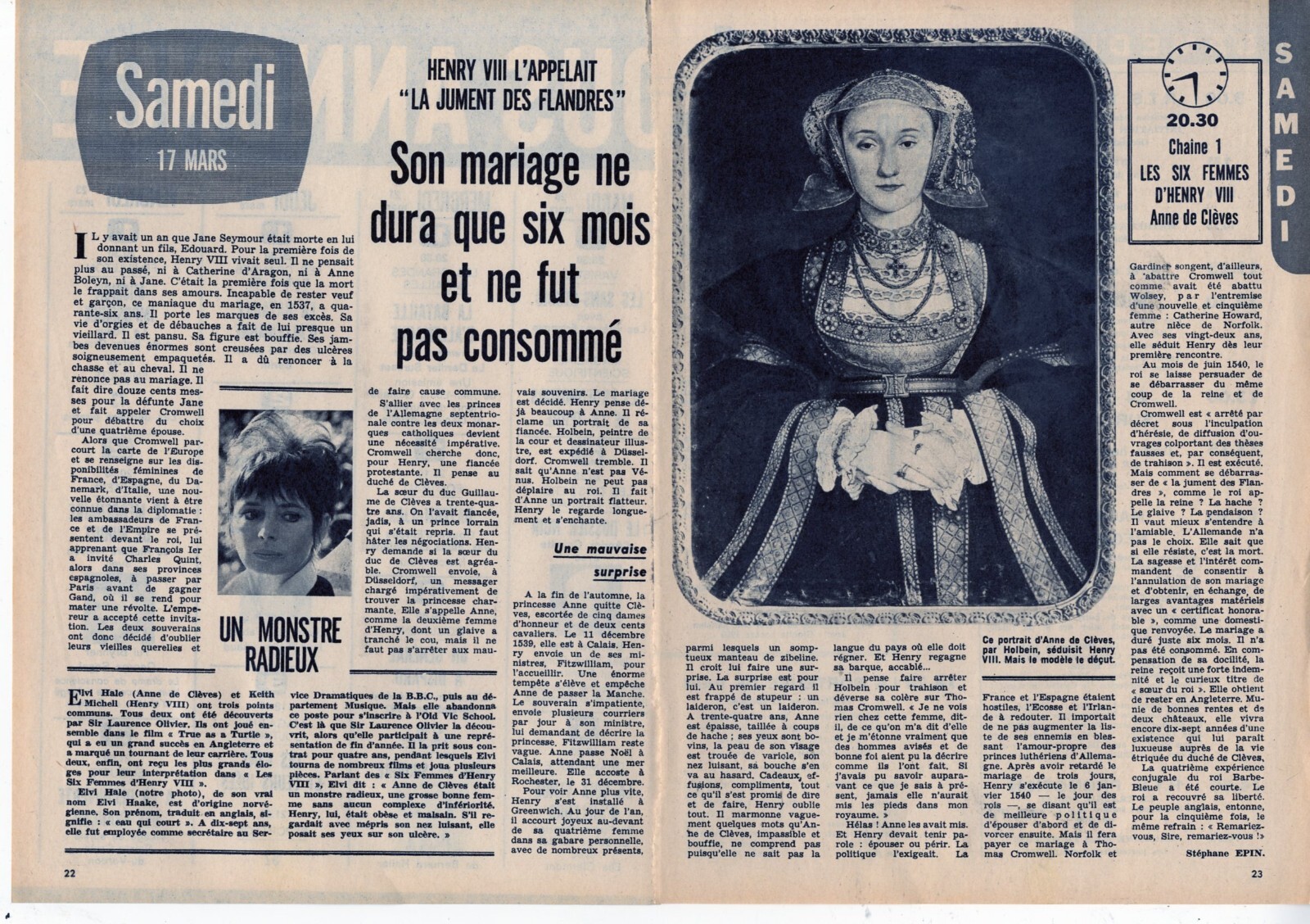 Coupure de presse Clipping 1973 Anne de Clèves Elvi Hale (2 pages) | eBay