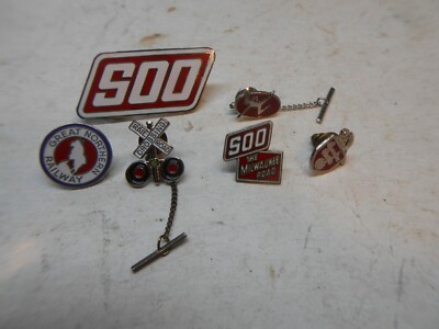 6 railroad hat pins lapel tie pins soo great northern Canadian pacific ...
