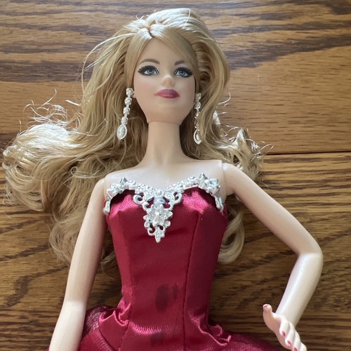 2003 Mattel Barbie Doll Holiday Red Silver Gown Collector Edition Xmas ...