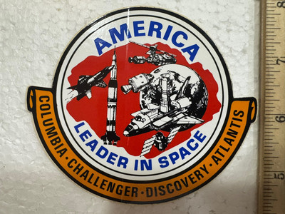 Vintage NASA Sticker- America Leader In Space - Space Shuttle | eBay