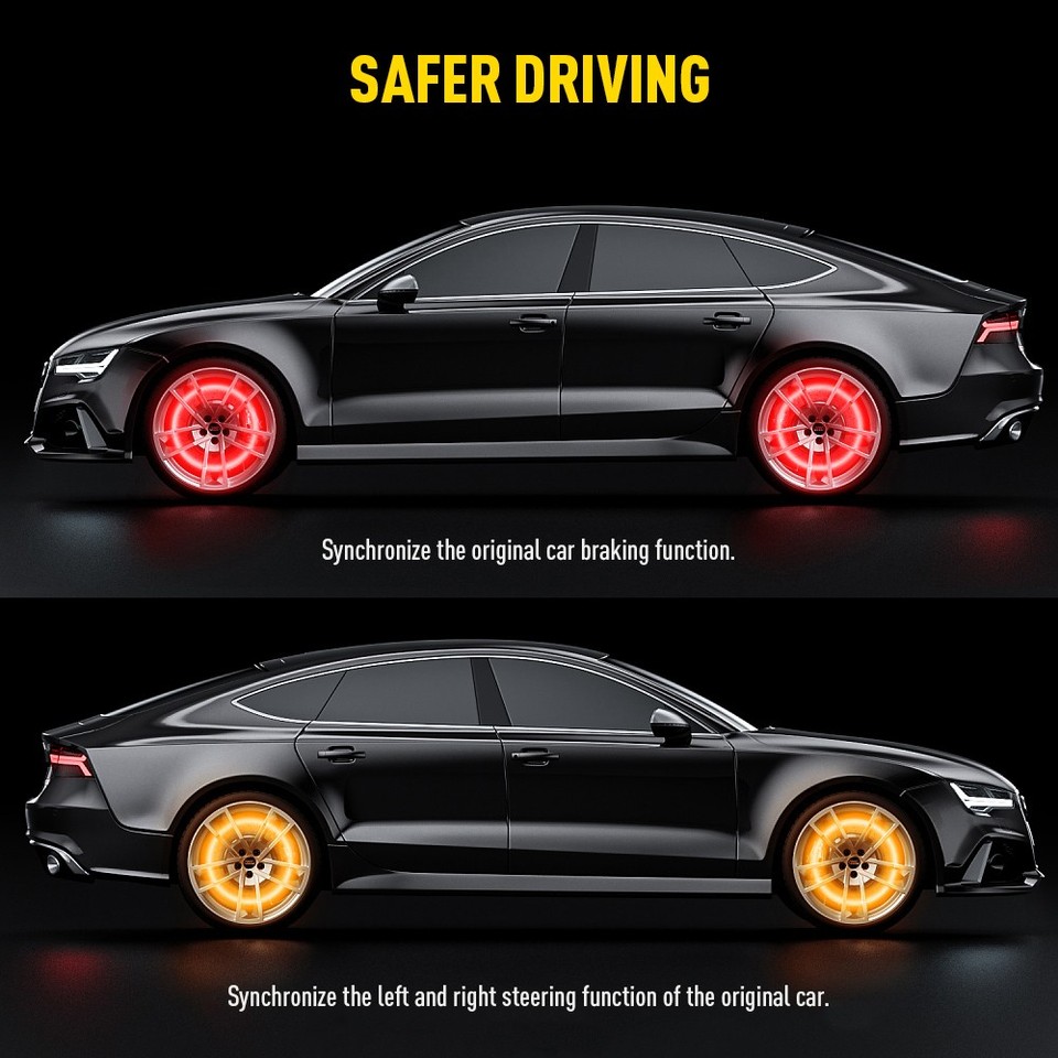 4X 17.5" RGB Wheel Ring RGB Light LED Kit For Truck Car Rim Light ...