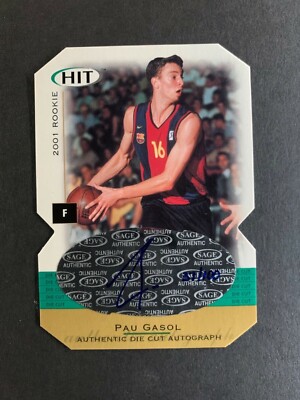Pau Gasol Rookie Autograph 2001-02 SAGE Hit Die-Cut Gold 37/100 - #A16 ...