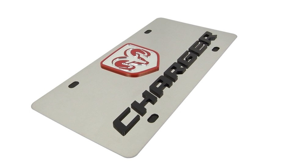 Dodge Ram Logo & Charger Name On Polished License Plate (Chrome) | eBay