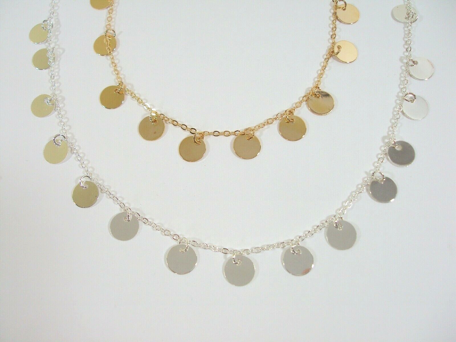 Coin Drop Choker Necklace Dangle Discs Gold Silver Simple Bohemian ...