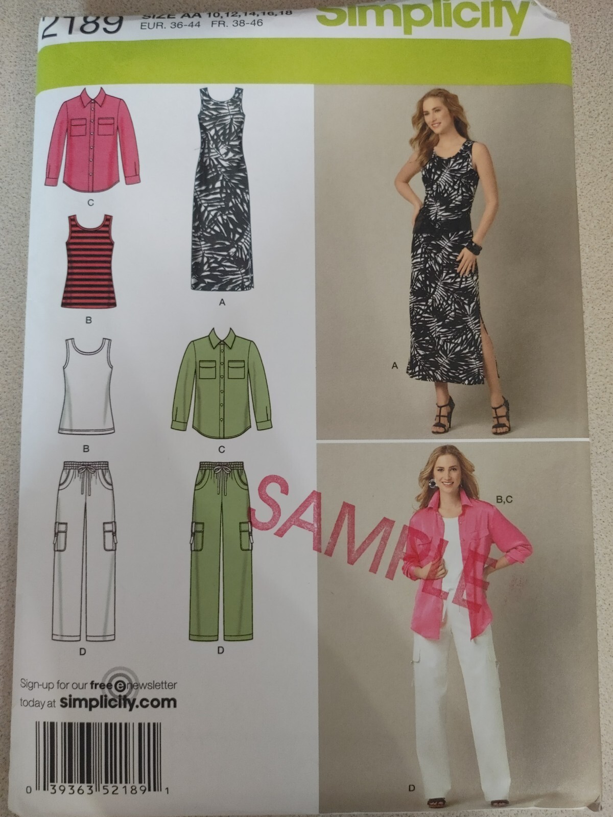 Simplicity Pattern 2189 Misses Cargo Pants Dress Shirt Sizes 10 12 14 ...