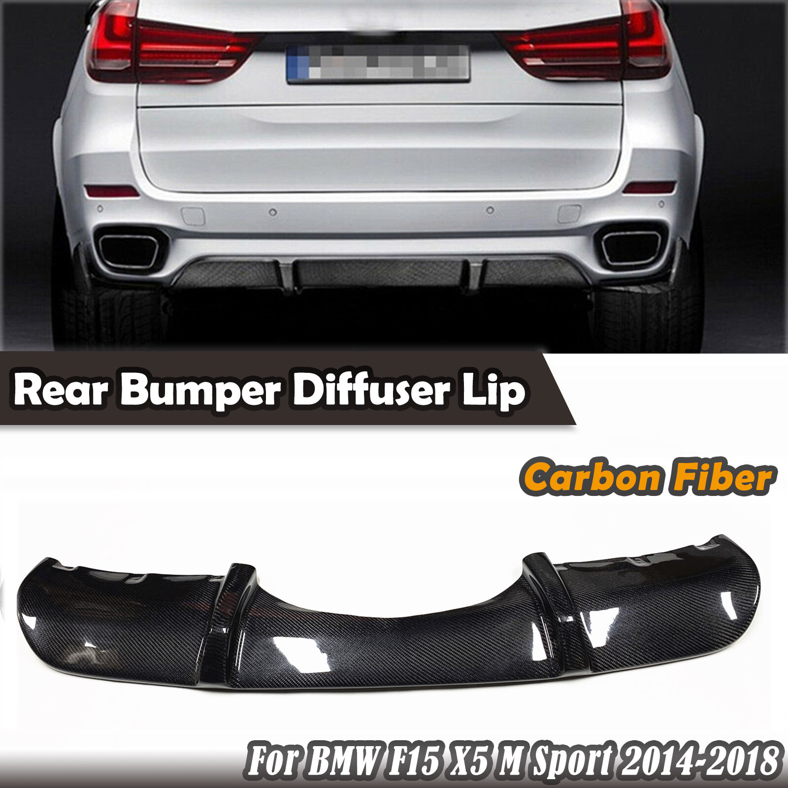 Carbon Fiber Rear Bumper Spoiler Diffuser Lip For BMW F15 X5 M Sport ...