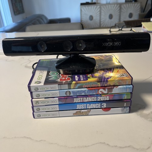 Microsoft XBOX 360 Kinect Sensor Bar w/ 5 Games TESTED AND WORKING ...