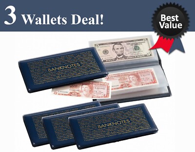 3 Pocket Albums for Banknotes Currency Paper Money US Dollar Bills 20 ...