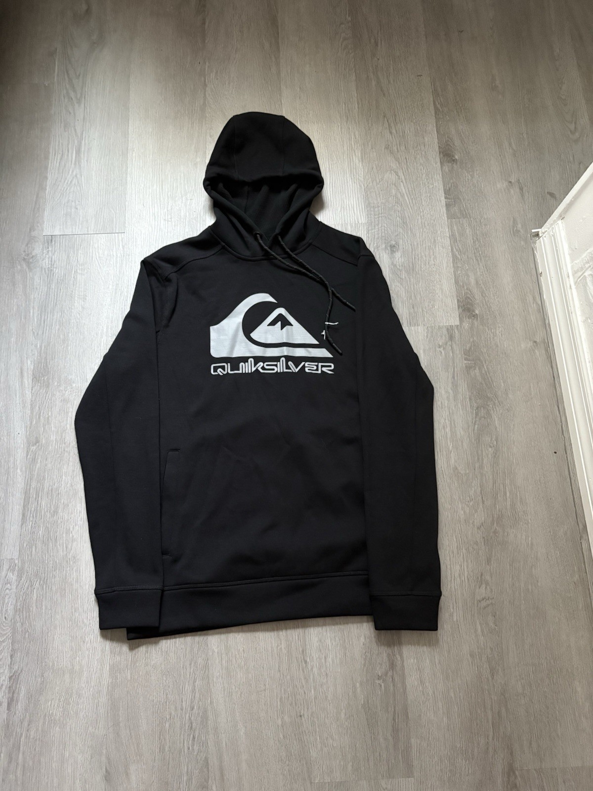Men’s Y2K Quicksilver Black Grey Center Logo Hoodie S… - Gem