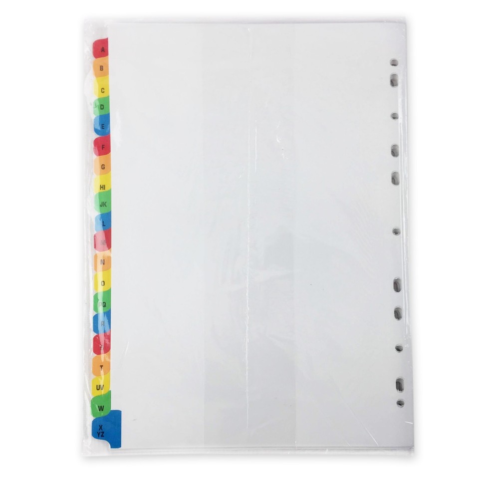 A4 FILE DIVIDERS (A-Z) DOCUMENT FOLDER ORGANISER FILING INSERTS SUBJECT ...