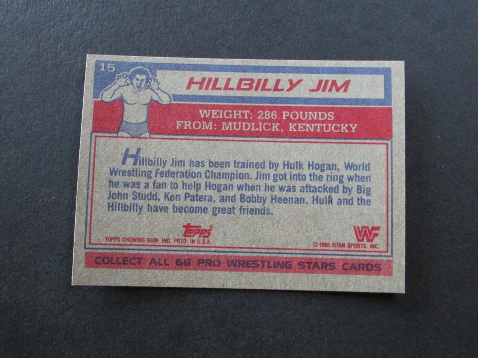 1985 Topps WWF Card #15 Hillbilly Jim w/ Hulk Hogan 3rd Listing | eBay