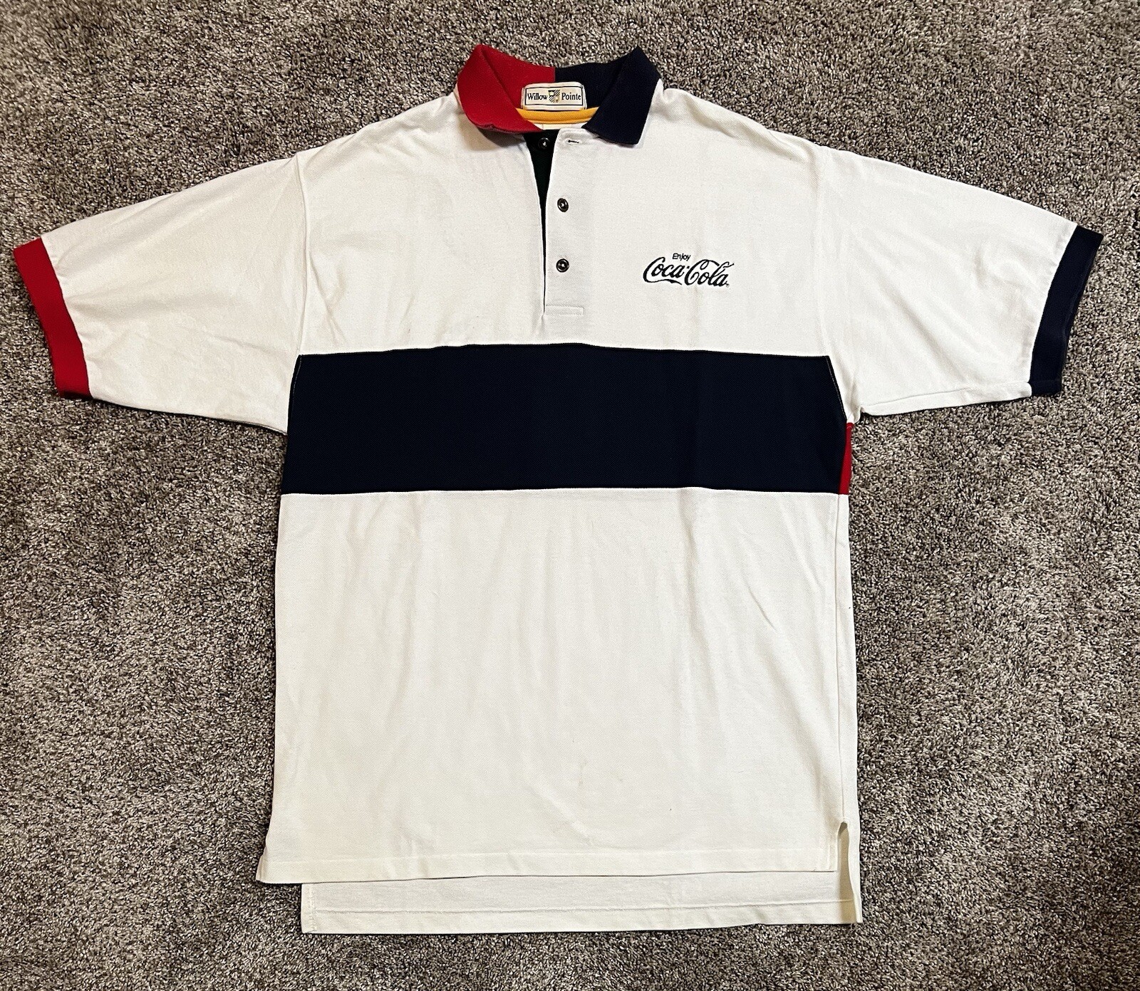 VTG Coca-Cola Polo Shirt Short Sleeve White Color Blo… - Gem