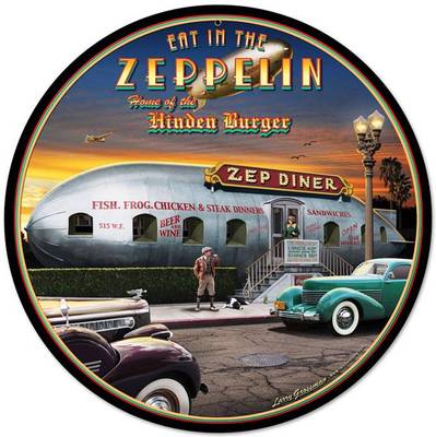 Hot Rod Zeppelin Diner Metal Sign Man Cave Wall Decor Grossman LG022 | eBay
