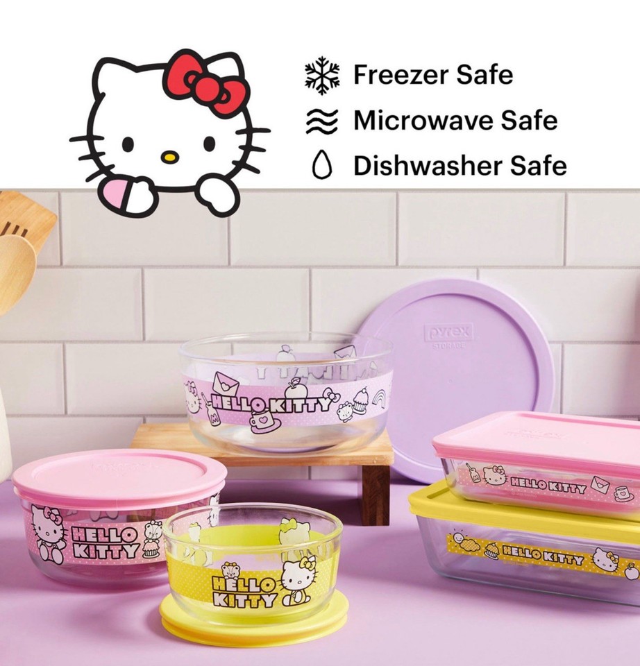 Hello Kitty Pyrex 10-Piece Glass Food Storage Set – Limited Edition ...